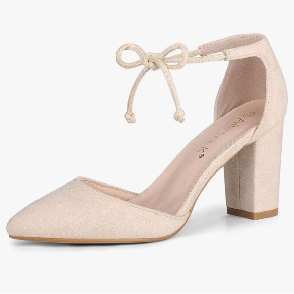 Allegra K | Shoes | Allegra K Cream Block Heel Ankle Strap Shoes | Poshmark